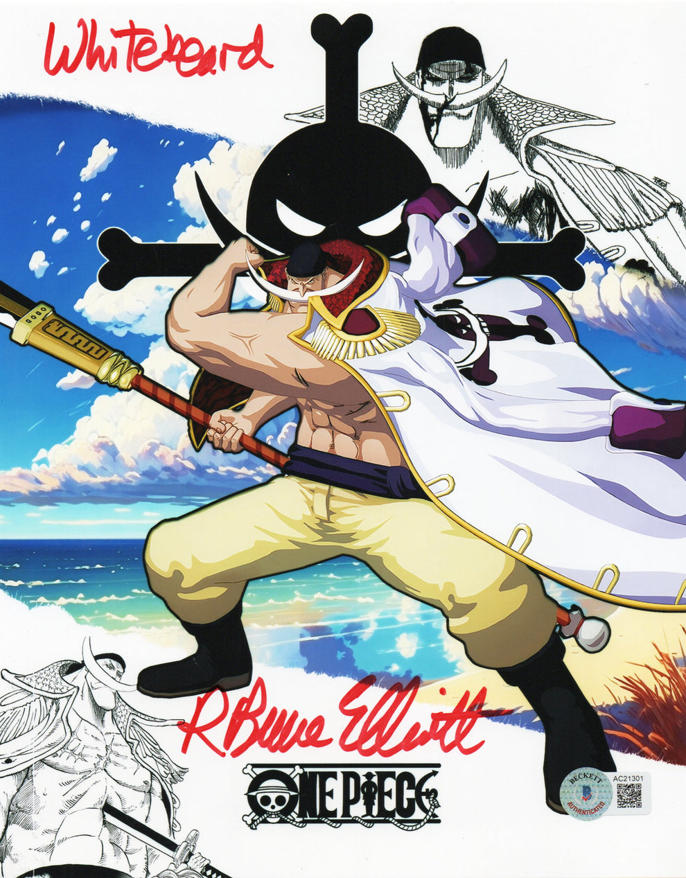 R. Bruce Elliott-voice of "Whitebeard"-signed Onepiece 8x10- (Beckett ...